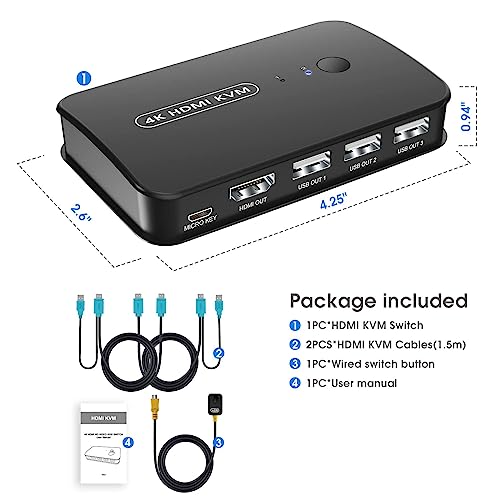 HDMI Switch for 2 Computers Share Keyboard Mouse and one HD Monitor ...